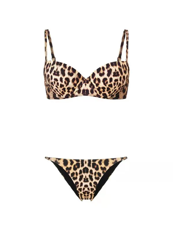 NOIRE SWIMWEAR Push-up Leopard-print Bikini - Neutrals