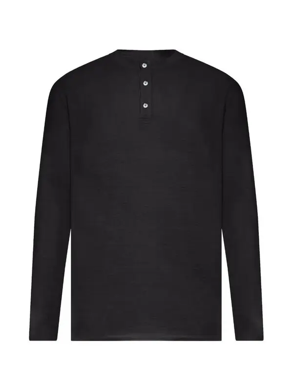 ROBERTO COLLINA Buttoned Long-sleeve T-shirt - Black