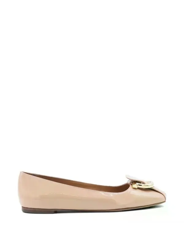 FERRAGAMO Ring-detail Ballet Flats - Neutrals
