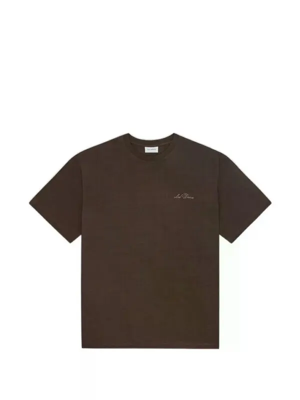 LES DEUX Crew Cotton T-shirt - Brown