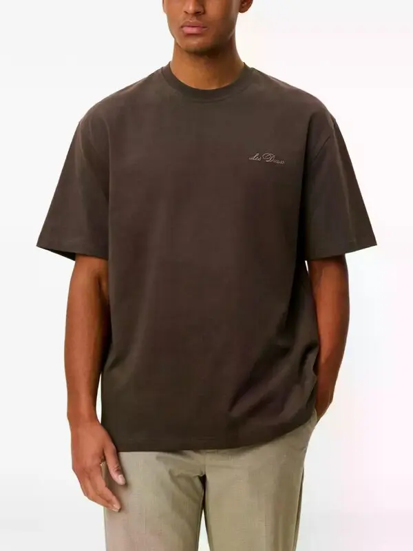 LES DEUX Crew Cotton T-shirt - Brown