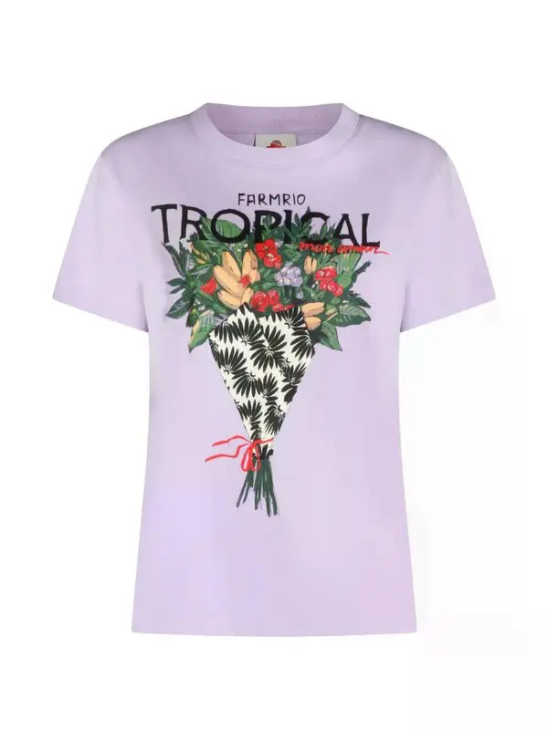 Farm Rio Floral Print T-shirt - Purple