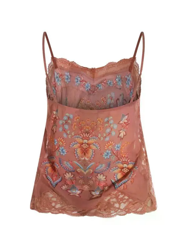 Farm Rio Floral Print Lace Tank Top