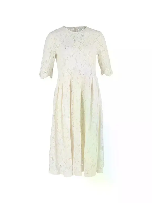 GANNI Lace Detailed Midi Dress - Neutrals