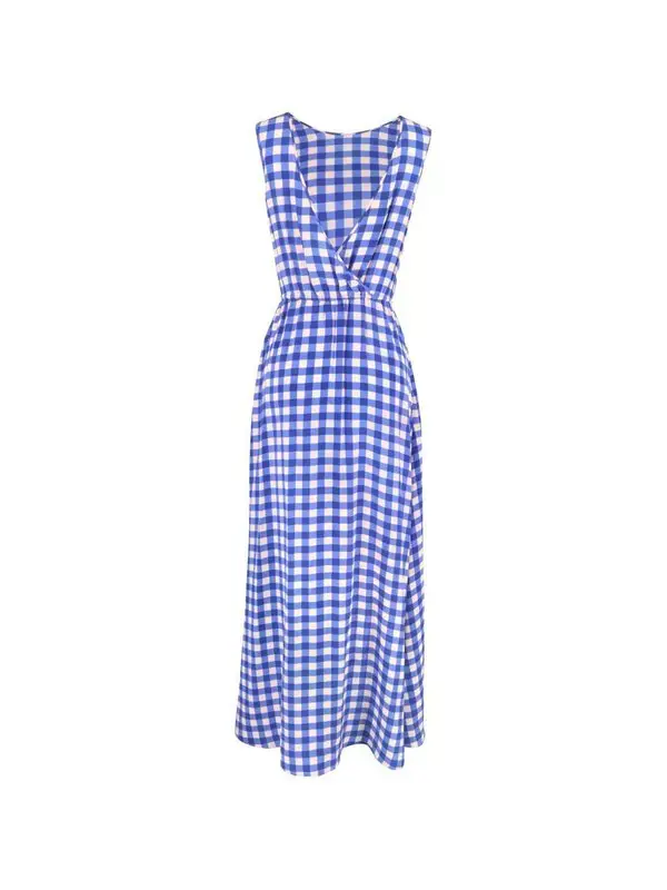 Diane Von Furstenberg Check-print Sleeveless Maxi Dress - Blue