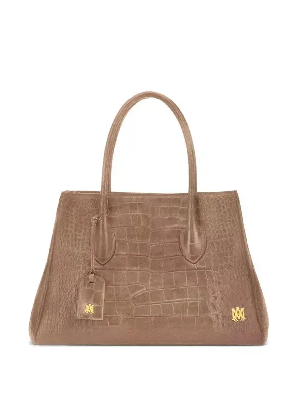 Amiri 40 Croc-effect Suede Tote Bag - Brown