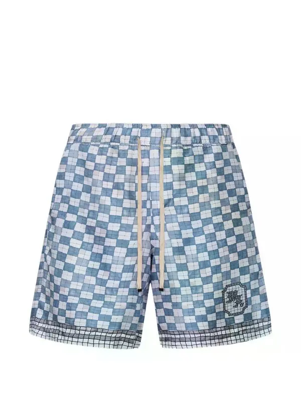 Amiri Checkered Logo Shorts - Blue