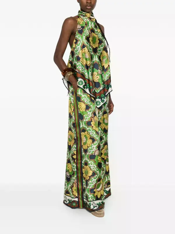 ALEMAIS Liana Floral Halterneck Top - Green