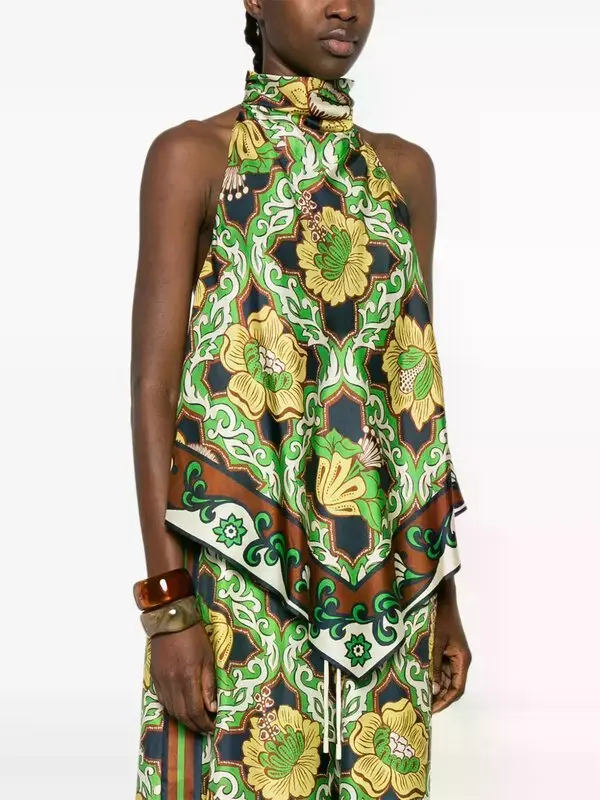 ALEMAIS Liana Floral Halterneck Top - Green