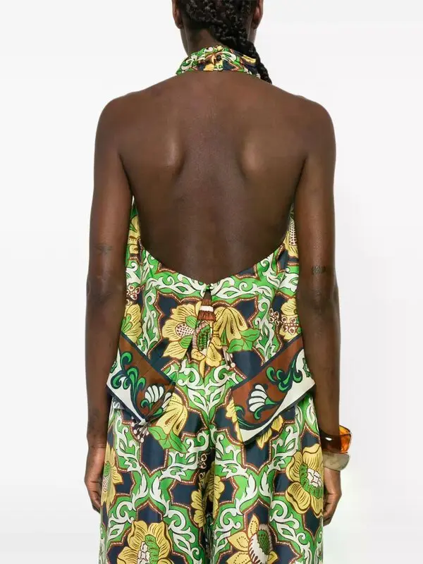 ALEMAIS Liana Floral Halterneck Top - Green