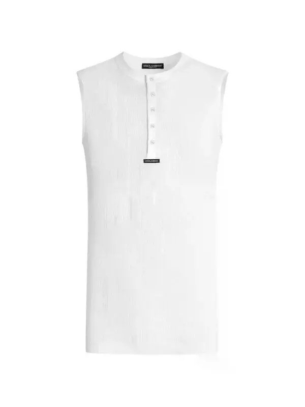 Dolce & Gabbana Button Sleeveless Tank Top - White