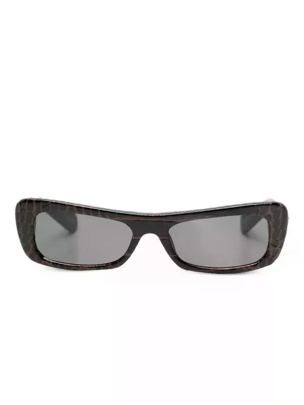 Jacquemus Capri Crocodile-effect Sunglasses - Brown
