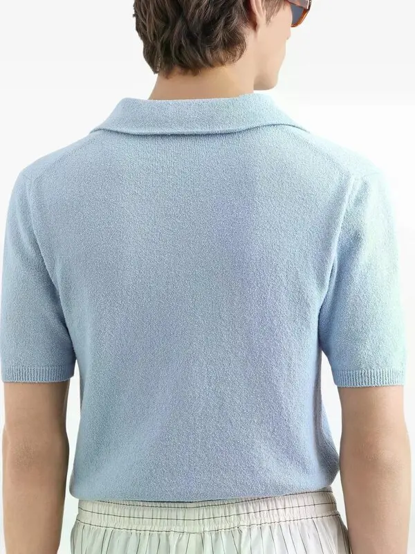 Dolce & Gabbana Collared Knitted Polo Shirt - Blue