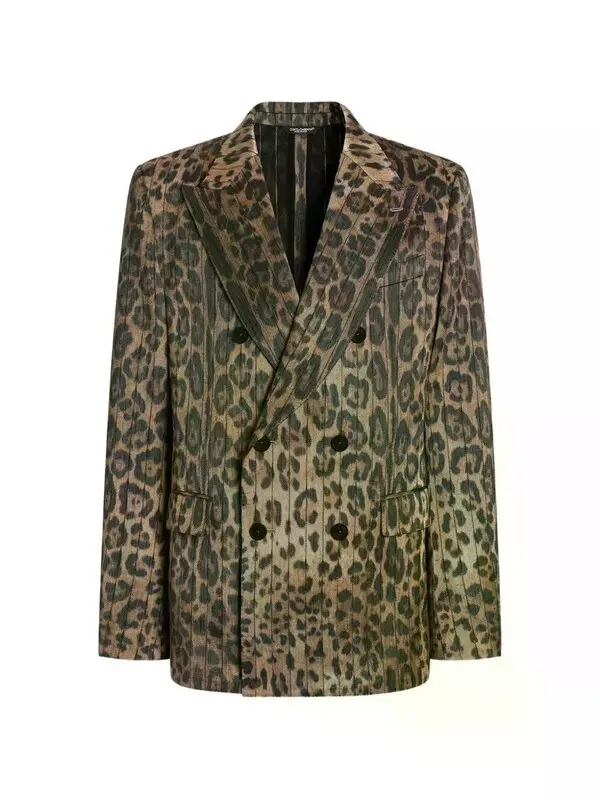 Dolce & Gabbana Leopard-print Double-breasted Jacket - Brown