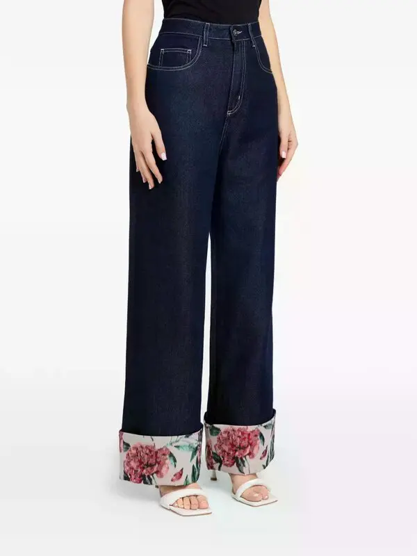 MARQUES' ALMEIDA Floral-cuff Jeans - Blue