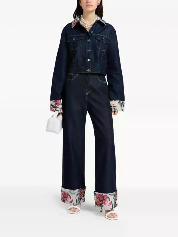 MARQUES' ALMEIDA Floral-cuff Wide Leg Jeans