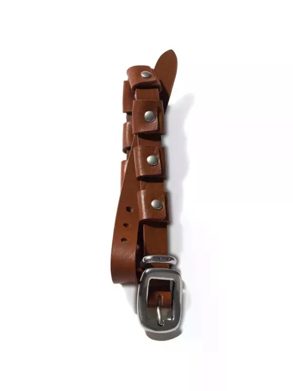 Miu Miu Leather Bracelet With Buckle - Brown