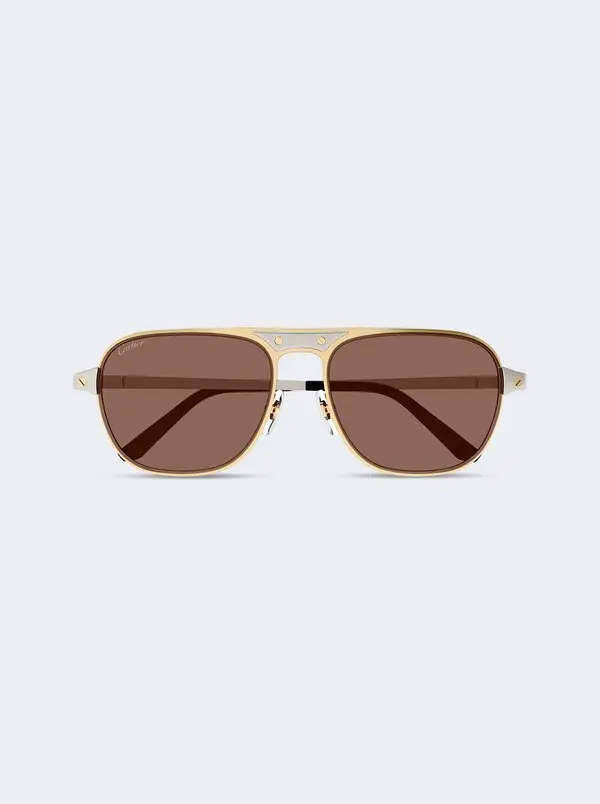 CARTIER Santos De Sunglasses Gold And Brown - A