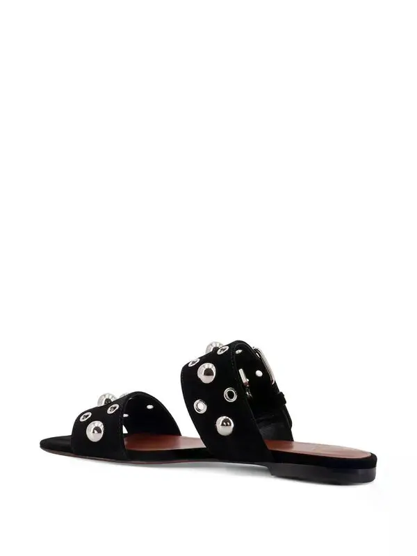 Valentino Garavani Leather Slide Sandals With Stud Embellishments - Black