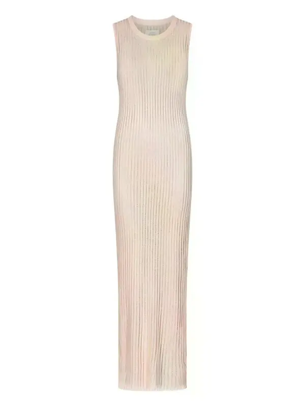 Loulou De Saison Icaria Semi-sheer Ribbed Knitted Maxi Dress - Pink