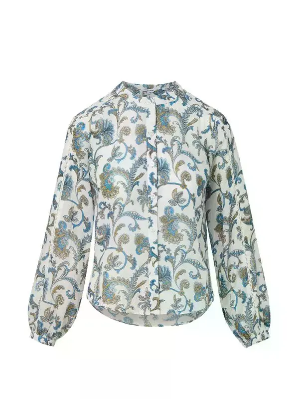 Veronica Beard Soleil Paisley V-neck Blouse - White