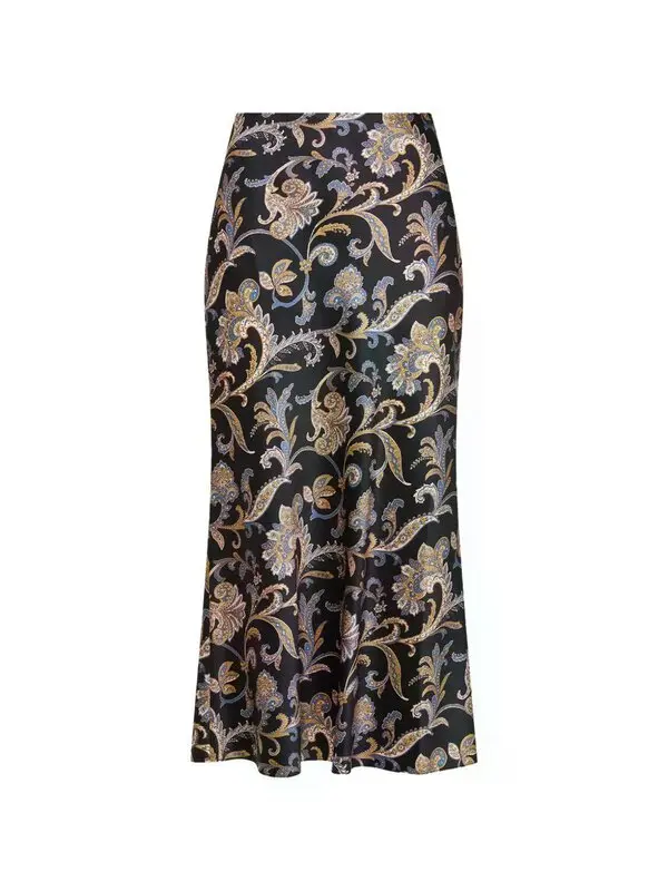 Veronica Beard Clover Floral Midi Skirt - Black