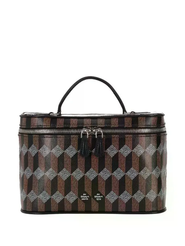 AU DEPART Vanity Case 22 Geometric Make Up Bag - Brown