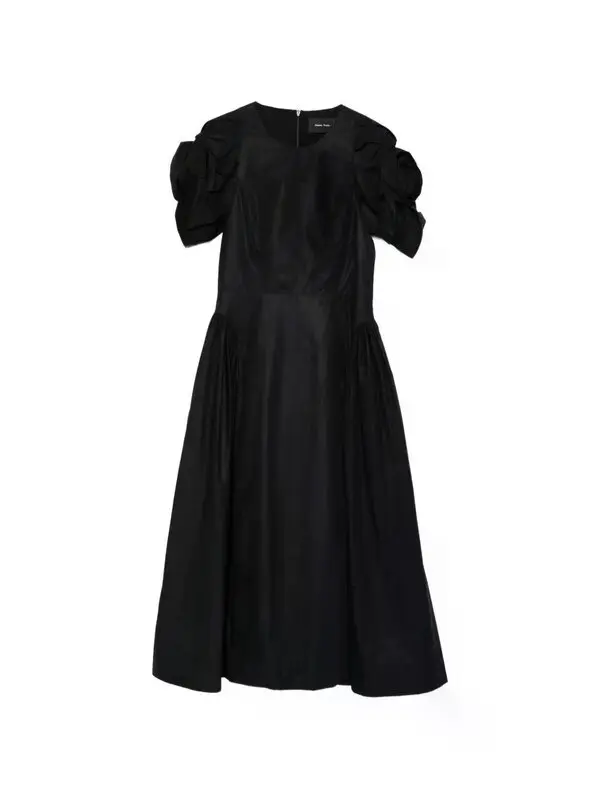 Simone Rocha Rose Puff-sleeve Midi Dress - Black