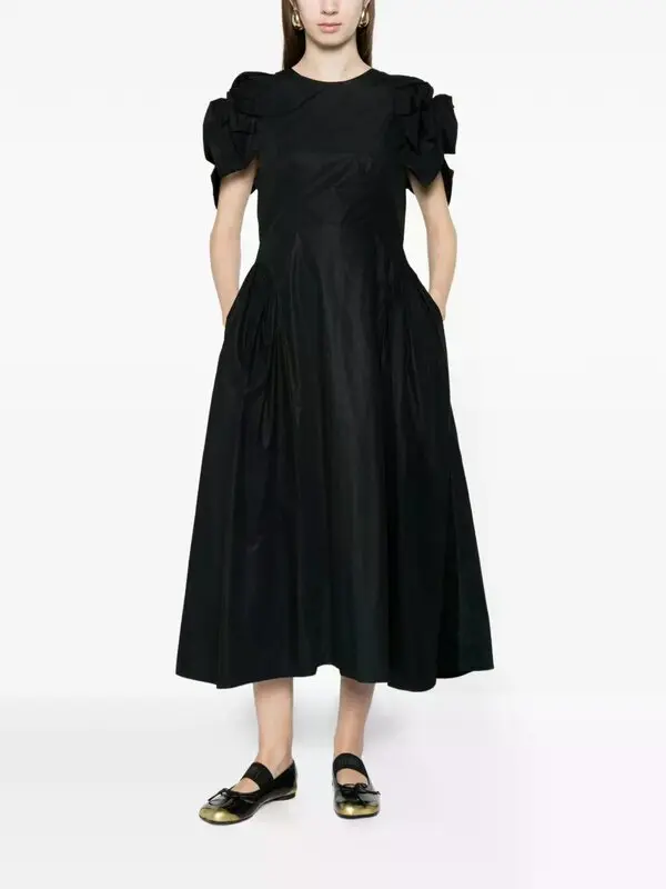 Simone Rocha Rose Puff-sleeve Midi Dress - Black