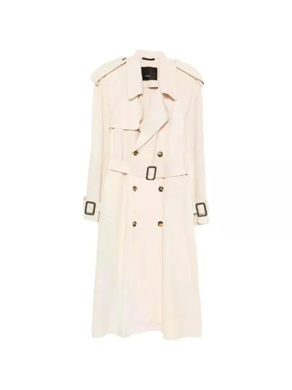 Wardrobe.NYC Buttoned Belted Trench Coat - Neutrals