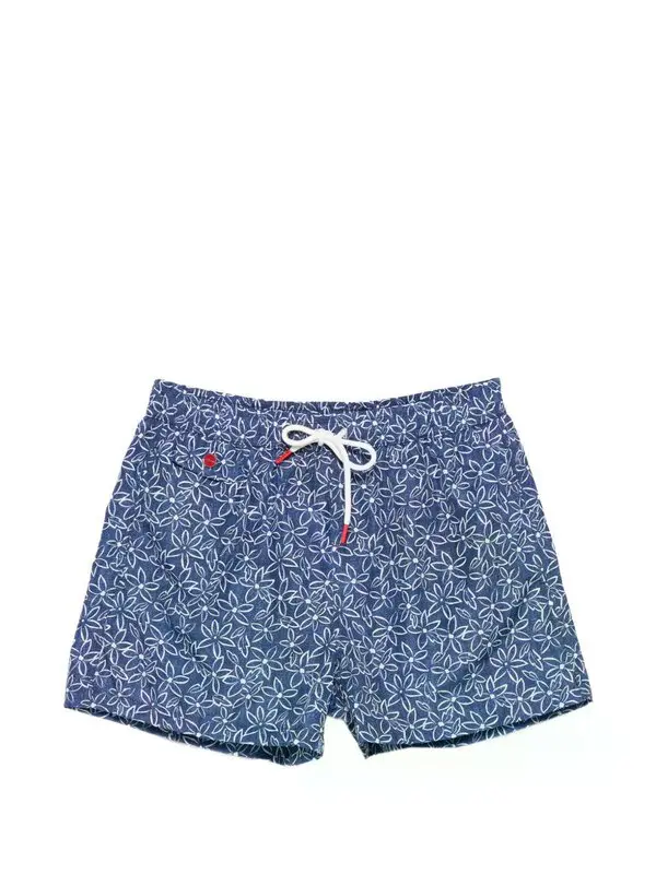 Kiton Floral-print Swim Shorts - Blue