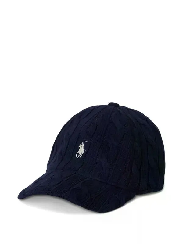 Polo Ralph Lauren Cable-knit Logo-detail Cap - Blue