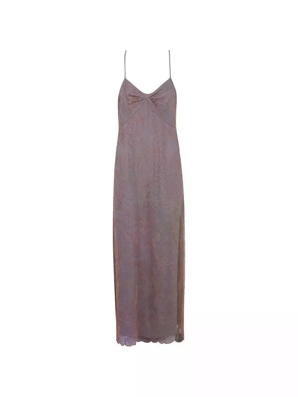 Emporio Armani Floral-embroidered Maxi Dress - Brown