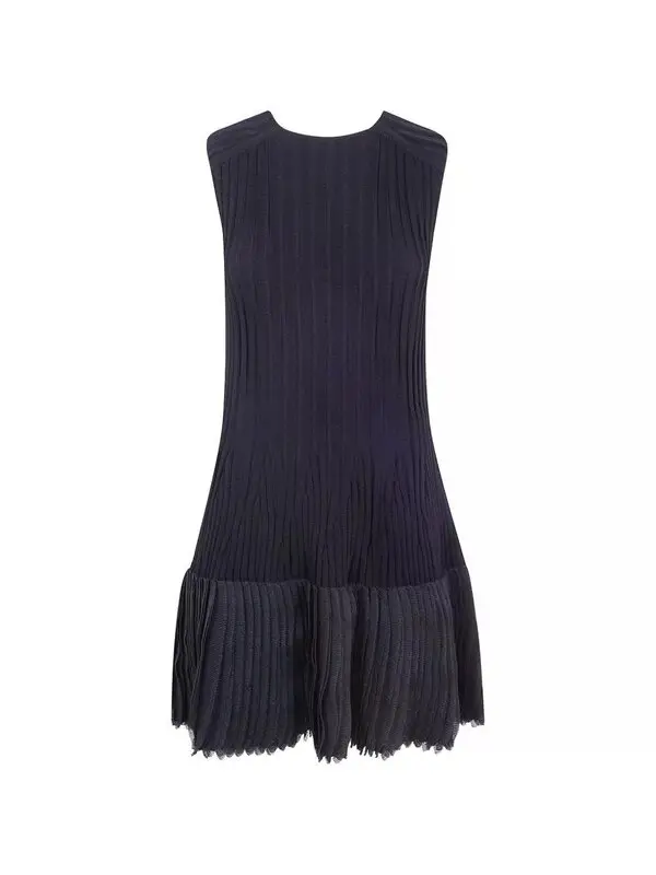 Emporio Armani Ribbed Pleated Dress - Blue