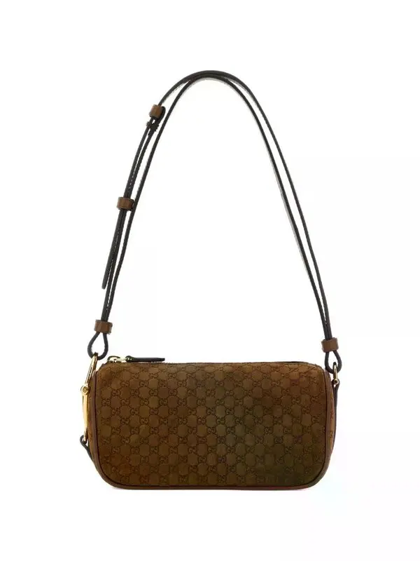Gucci Gg Motif Suede Shoulder Bag - Brown