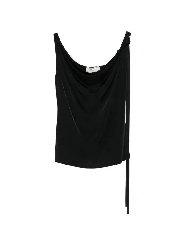 Blumarine Draped Sleeveless Top With Tie Detail - Black