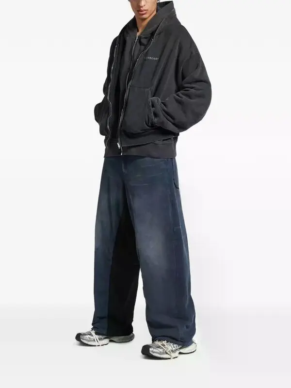 Balenciaga Distressed Raw-cut Wide Leg Jeans - Blue