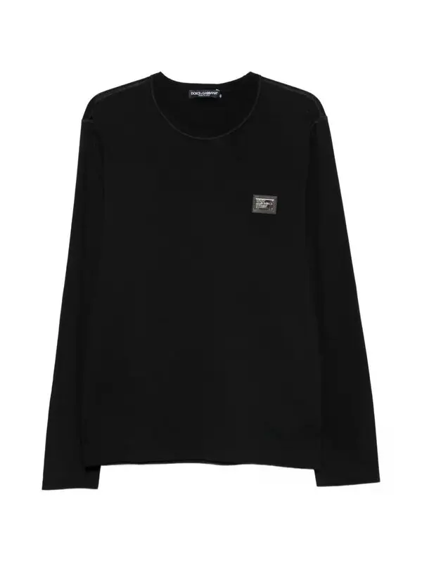 Dolce & Gabbana Long-sleeve Logo-plaque T-shirt - Black