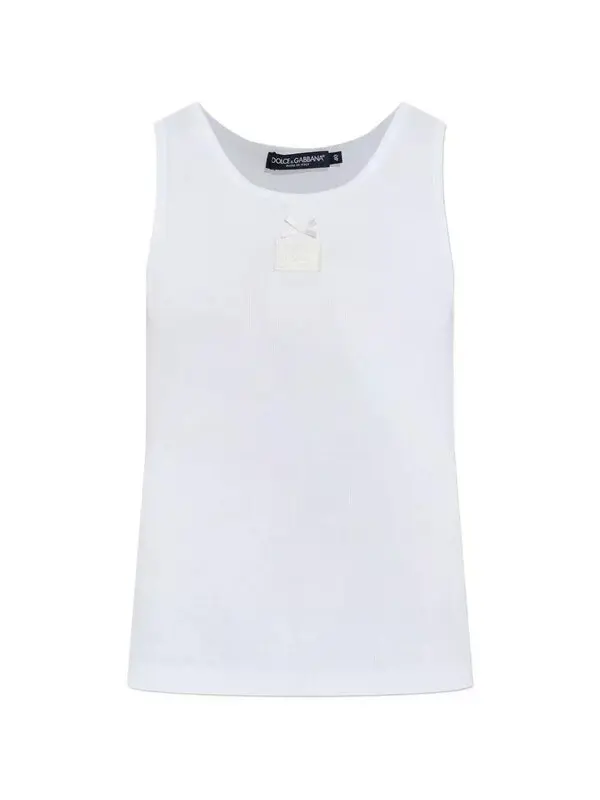 Dolce & Gabbana Bow-detail Logo-patch Tank Top - White
