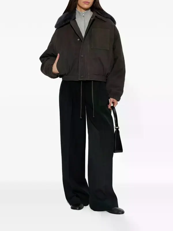 Victoria Beckham Fur-collar Pocket Jacket - Brown