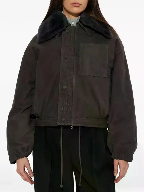 Victoria Beckham Fur-collar Pocket Jacket - Brown
