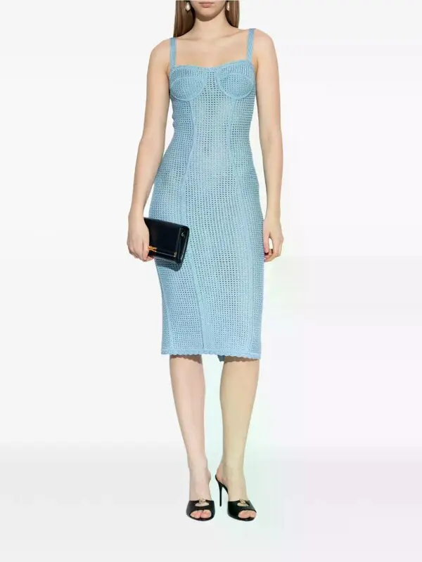 Dolce & Gabbana Openwork Knit Bustier Midi Dress