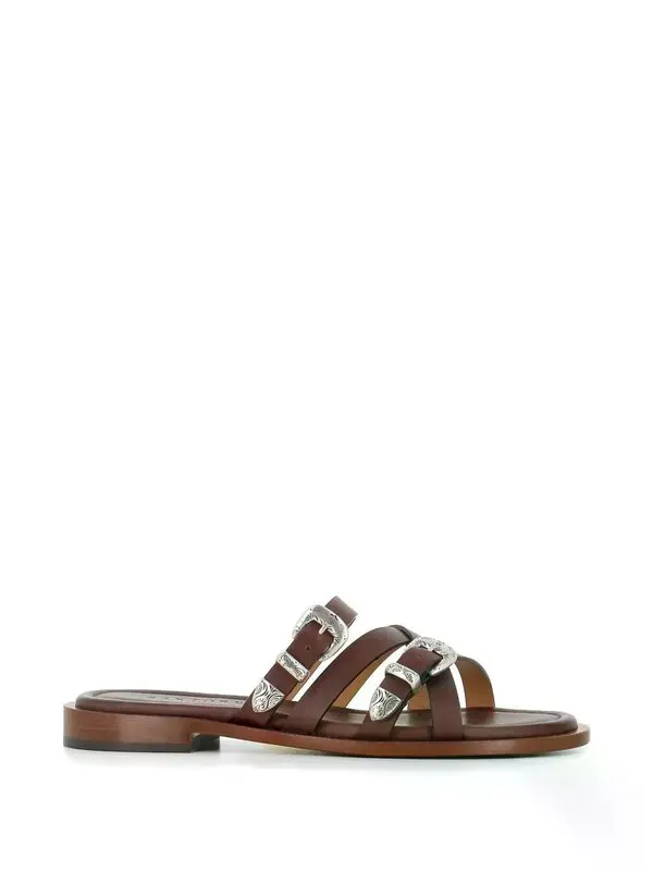 Sartore Buckle-strap Flat Sandals - Brown
