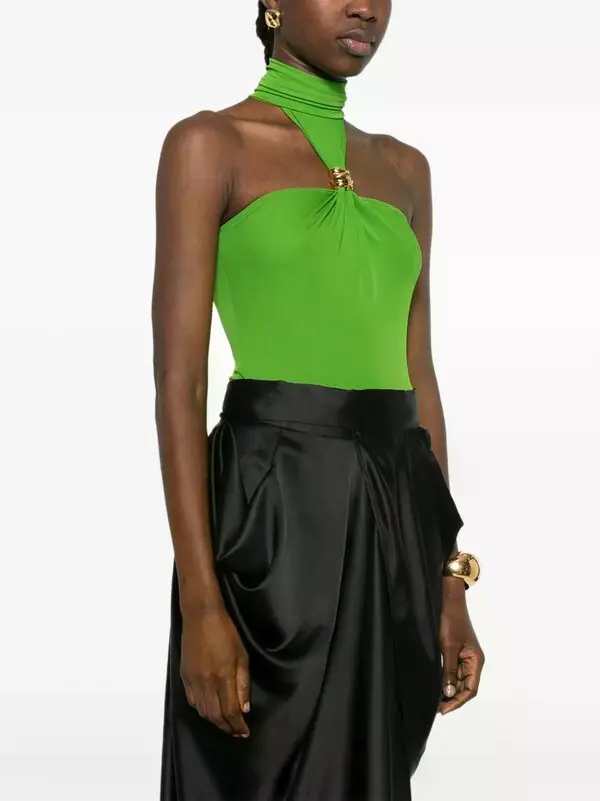 Elisabetta Franchi Crêpe Jersey Bodysuit With Jewel Detail - Green