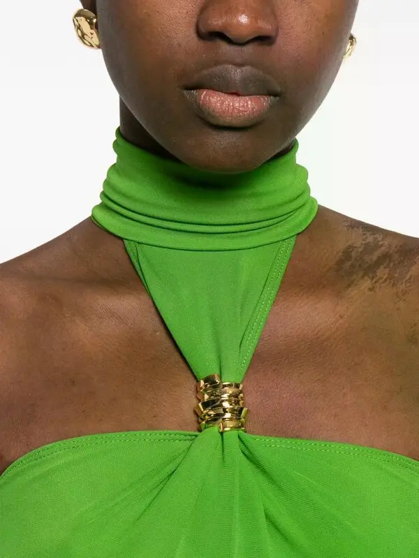 Elisabetta Franchi Crêpe Jersey Bodysuit With Jewel Detail - Green