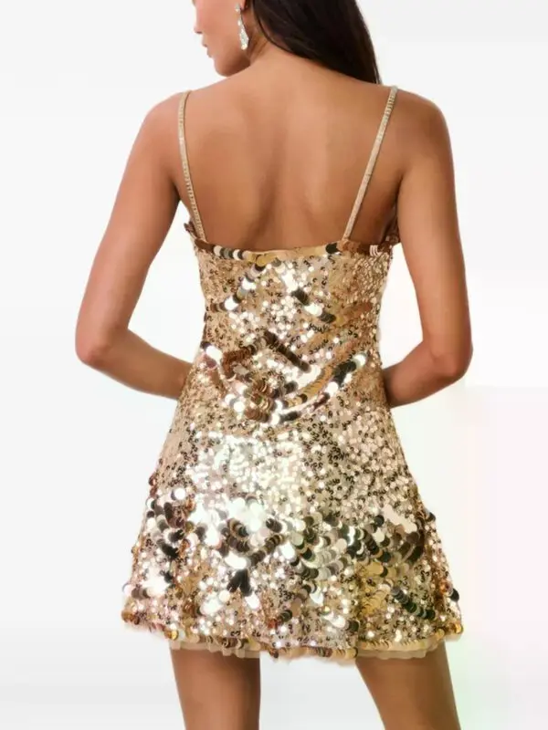 LoveShackFancy Liria Sequin-embellished Mini Dress - Gold
