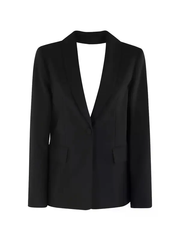 SEMICOUTURE Shawl Collar Single-button Blazer - Black