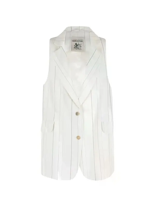 SEMICOUTURE Pinstripe Buttoned Waistcoat - White