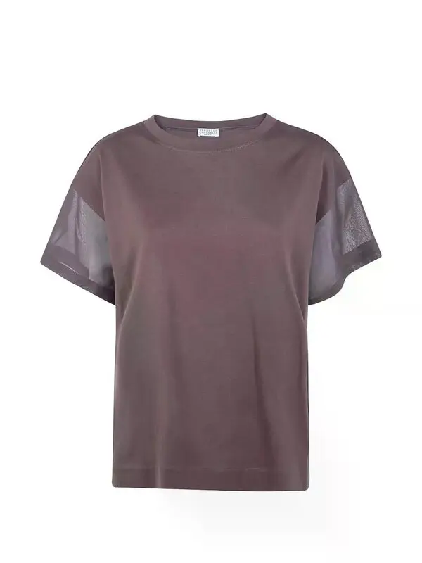 Brunello Cucinelli Mesh Panelled T-shirt - Brown