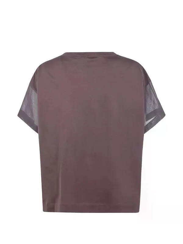 Brunello Cucinelli Mesh Panelled T-shirt - Brown